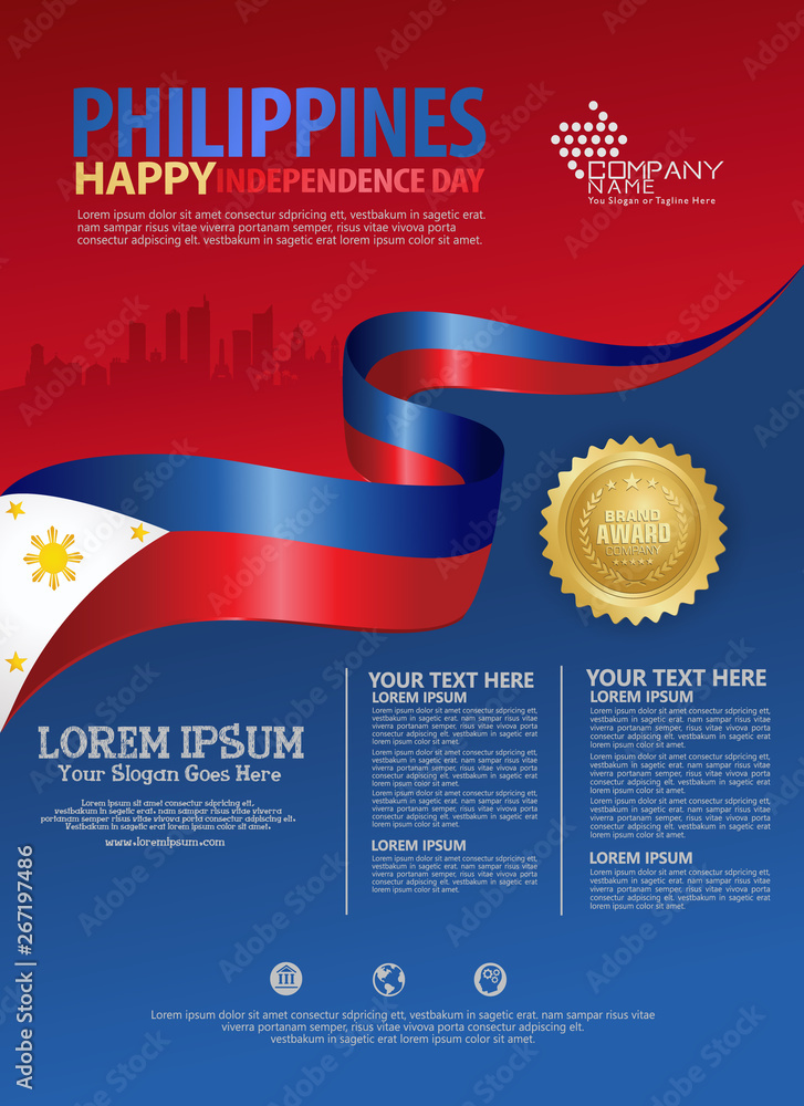 Philippines happy National Day background template for a poster leaflet ...