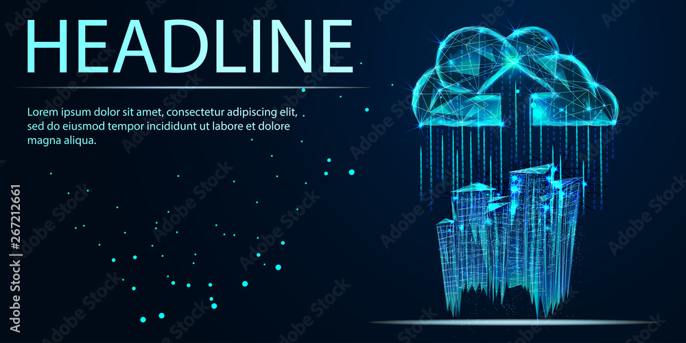 City, future, futuristic concept, Banner. Abstract image of a starry ...