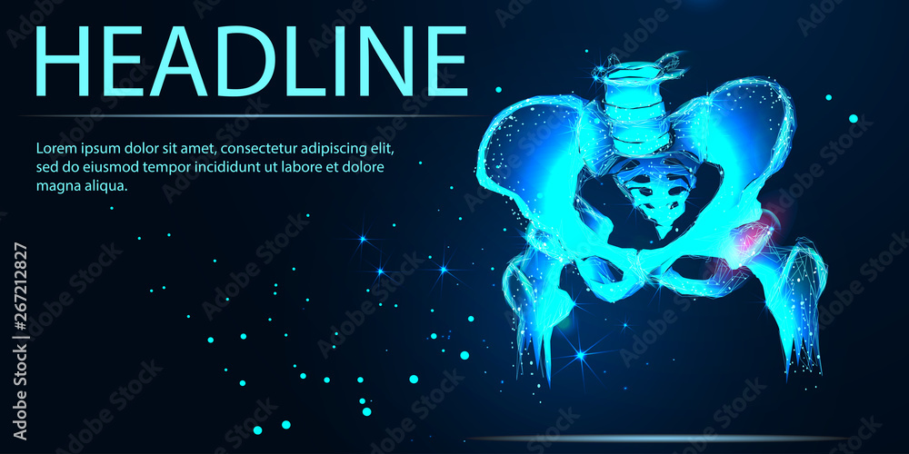 Arthritis at hip joint. Low poly wireframe style. Vector, Banner ...