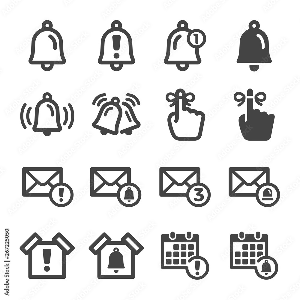 alert and reminder icon set Stock Vector | Adobe Stock