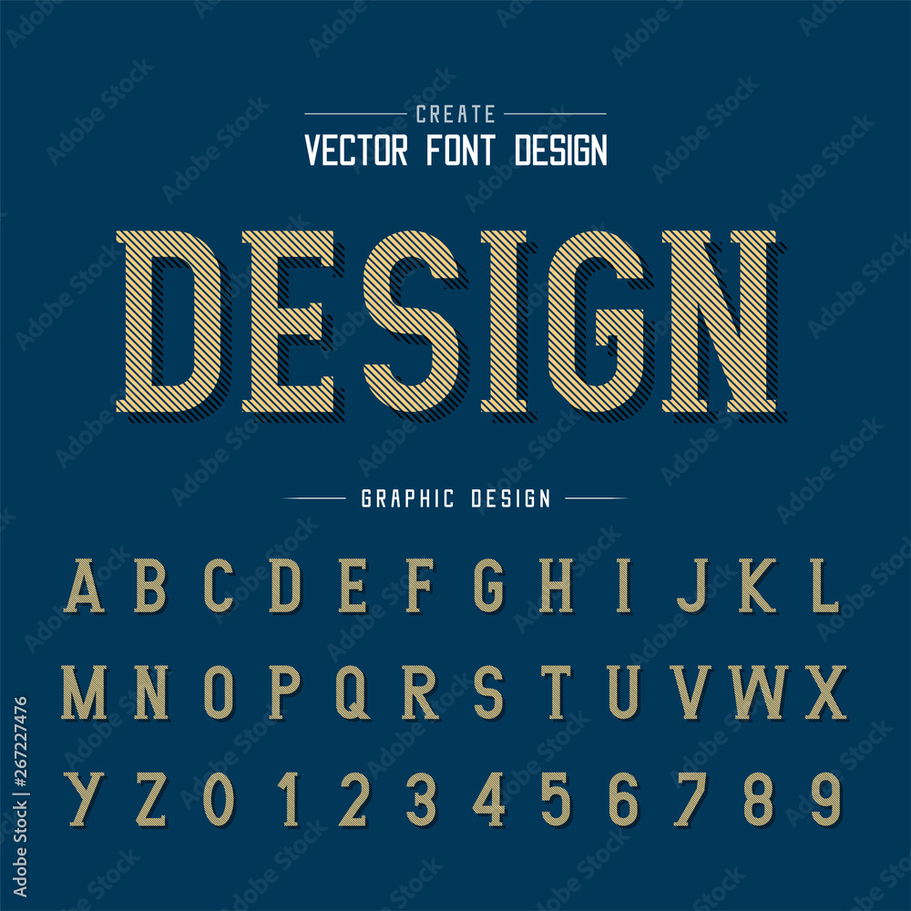 Line Font Shadow and alphabet vector, Writing style typeface letter and ...