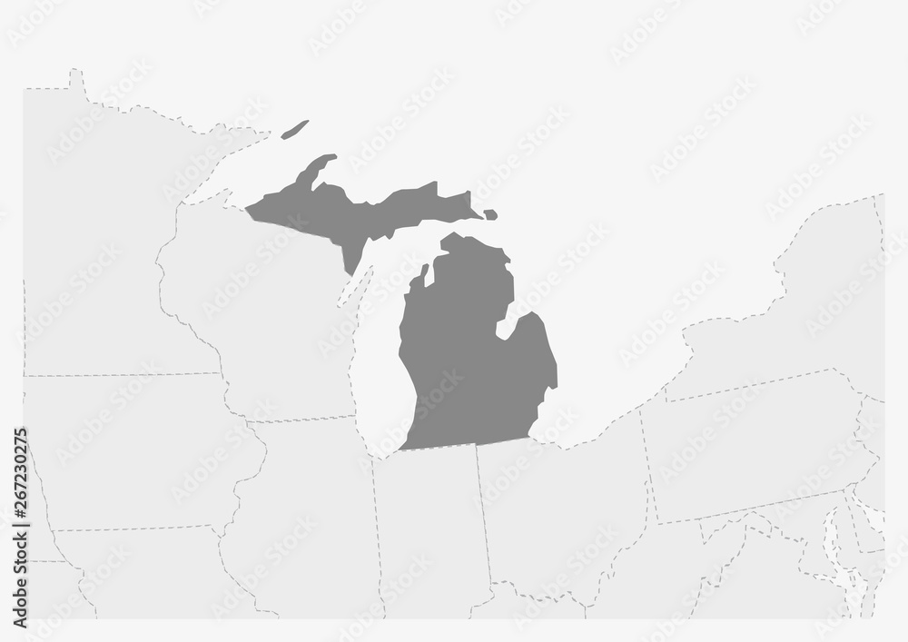 Map of USA with highlighted Michigan state map Stock Vector | Adobe Stock