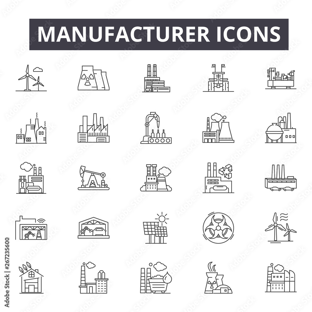 Manufacturer concept line icons, signs, vector set, outline concept ...
