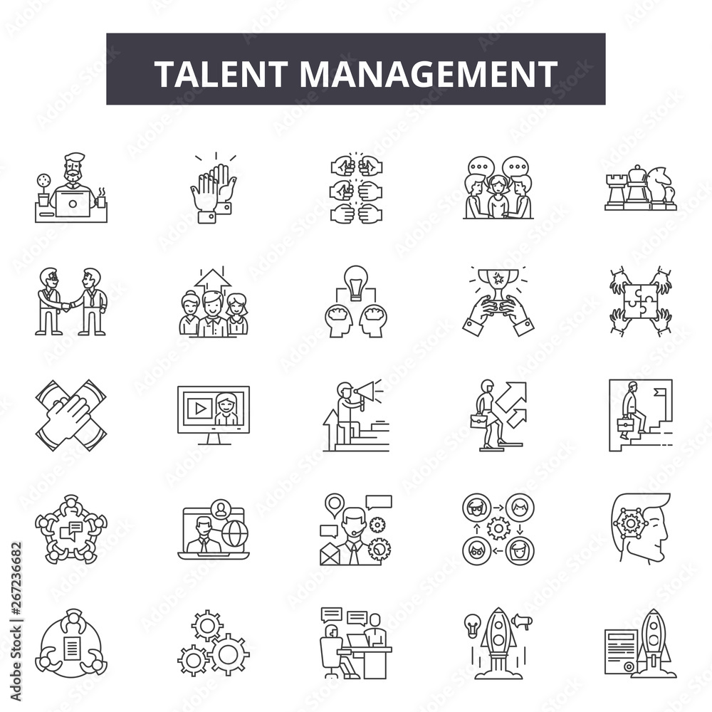 Talent management line icons, signs, vector set, outline concept ...