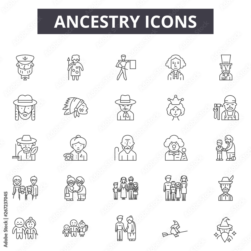 Ancestry line icons, signs, vector set, outline concept, linear ...