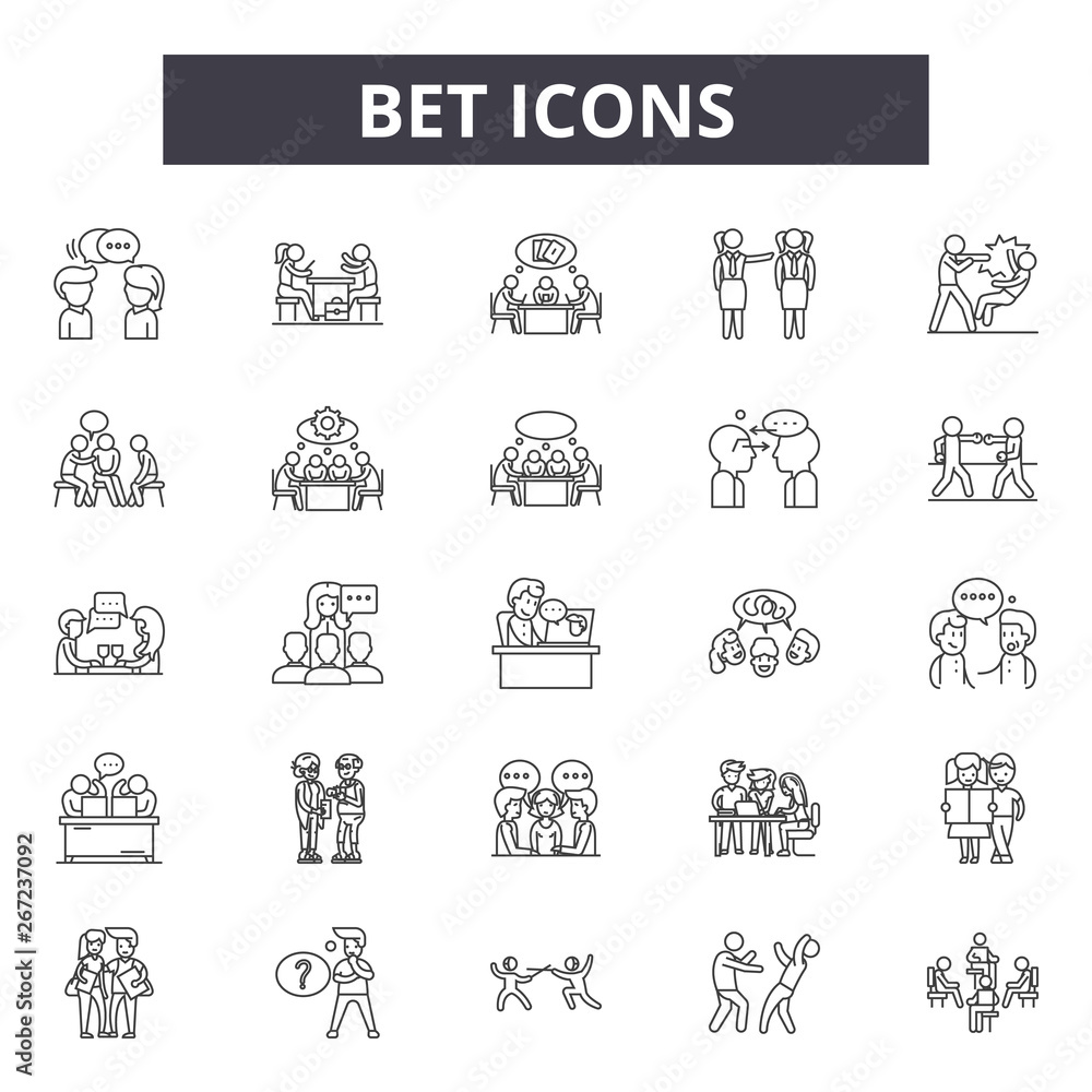 Bet line icons, signs, vector set, outline concept, linear illustration ...