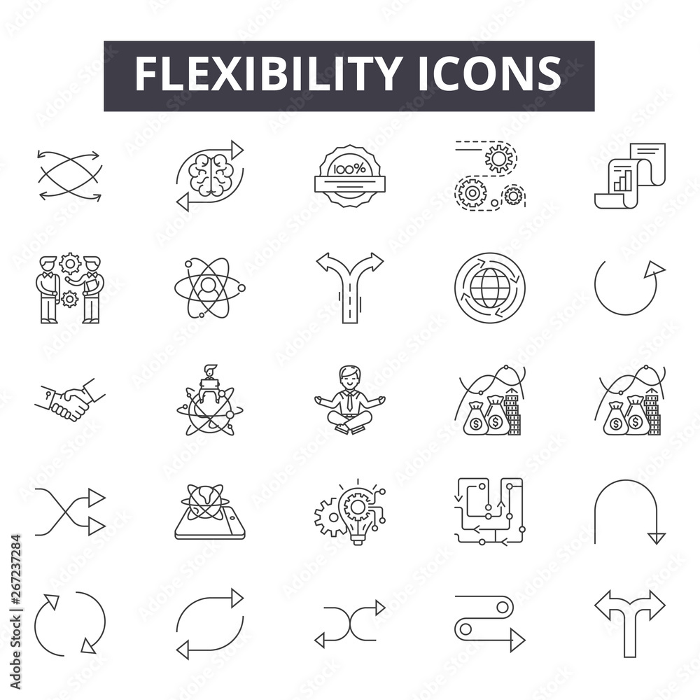 Flexibility line icons, signs, vector set, outline concept, linear ...