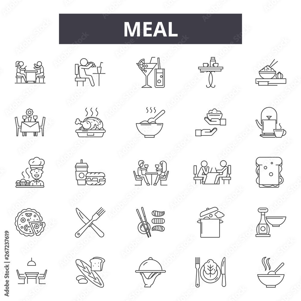 Meal line icons, signs, vector set, outline concept, linear ...