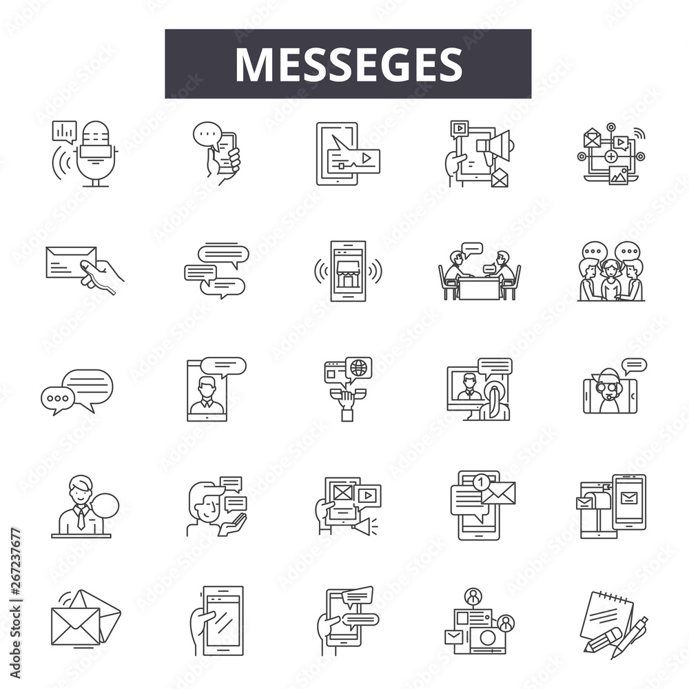 Messedges line icons, signs, vector set, outline concept, linear ...
