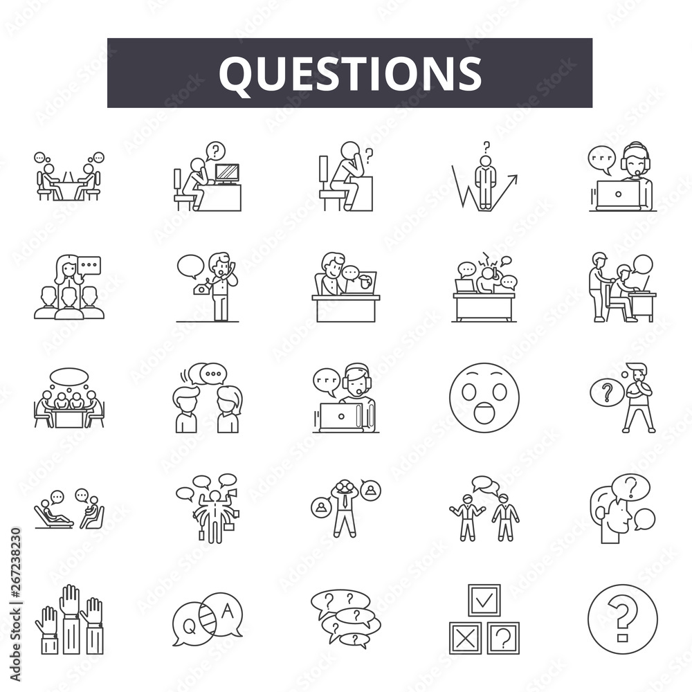 Questions line icons, signs, vector set, outline concept, linear ...