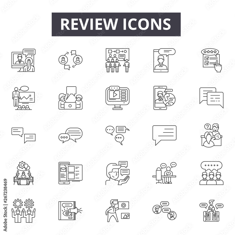 Review line icons, signs, vector set, outline concept, linear ...