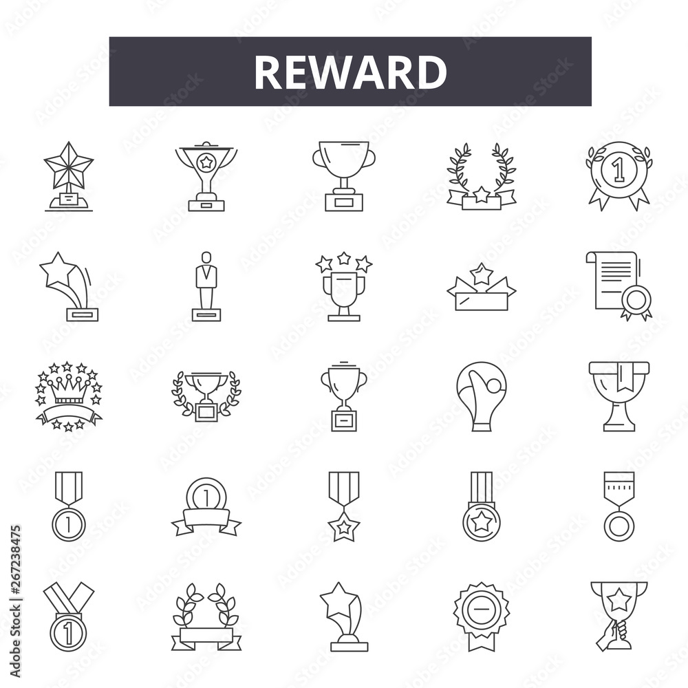 Reward line icons, signs, vector set, outline concept, linear ...