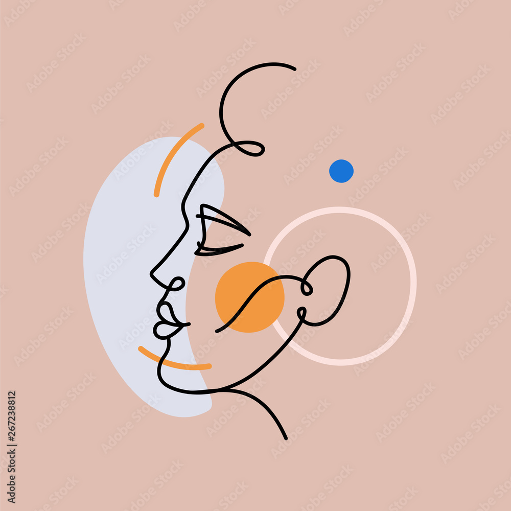 Vector illustration in minimal linear style - minimalistic female ...
