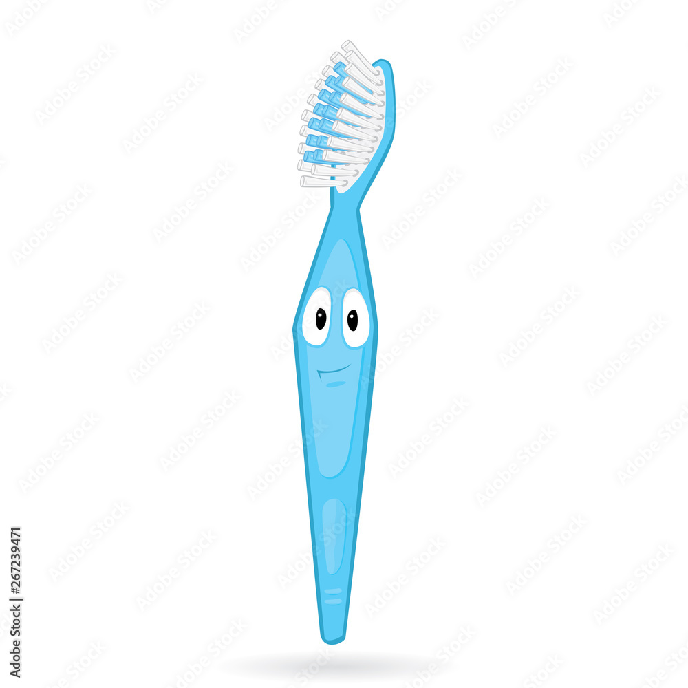 Toothbrush cartoon character isolated on white background. Vector ...