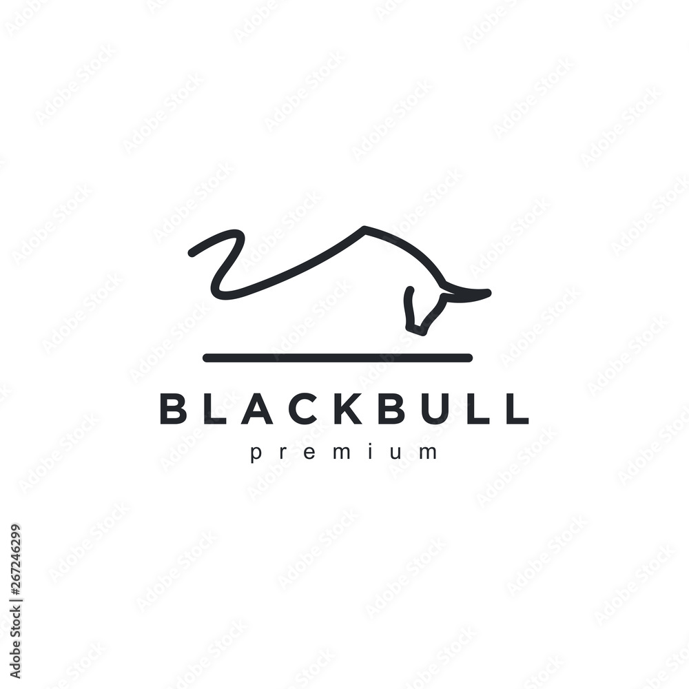 bull line art outline monoline linear logo vector icon Stock Vector ...