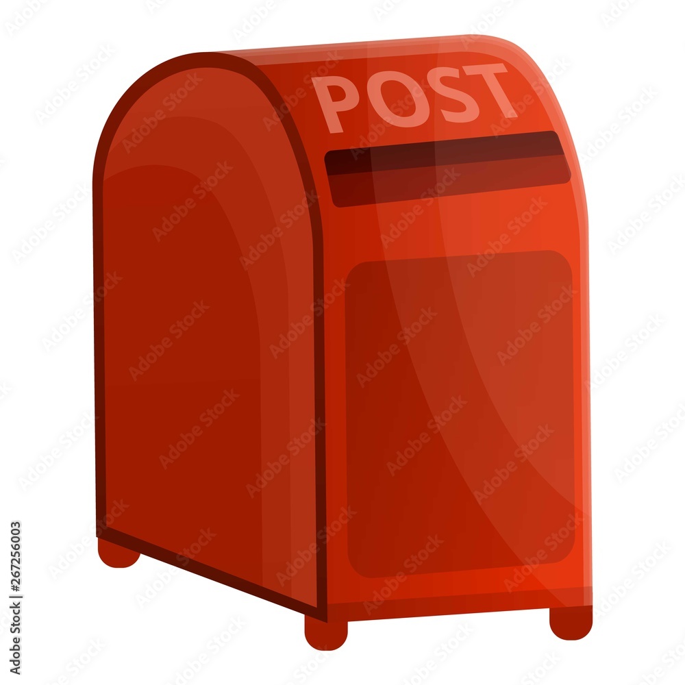 Red street post box icon. Cartoon of red street post box vector icon ...