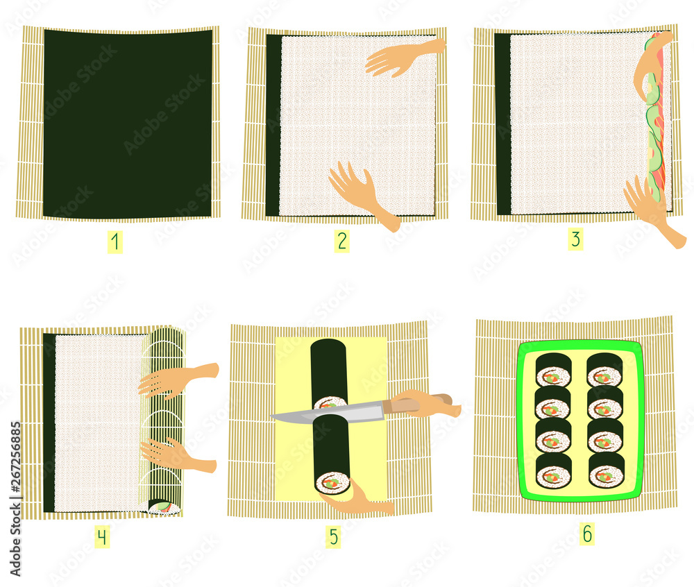 Preparation of sushi in pictures. Step-by-step instruction. Do it ...