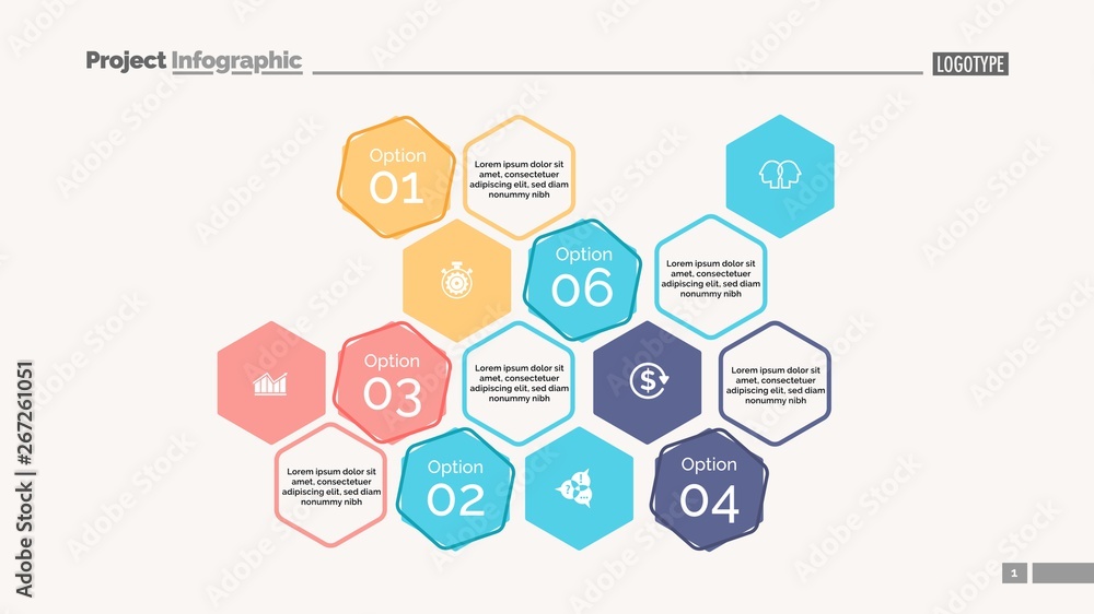 Five option chart. Diagram, slide, template. Creative concept for ...