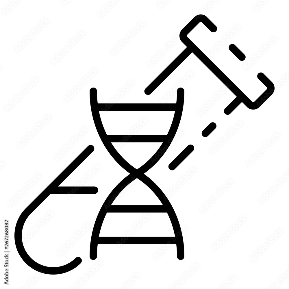 DNA and test tube icon. Outline DNA and test tube vector icon for web ...
