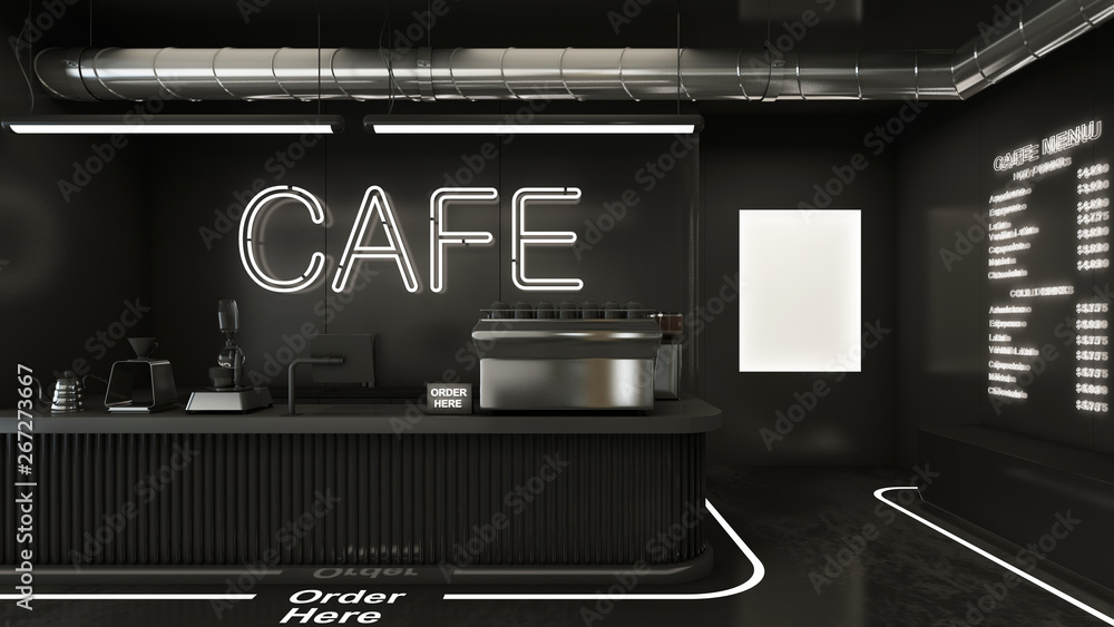 Cafe shop Restaurant design Minimalist ,Counter black metal,Top counter ...