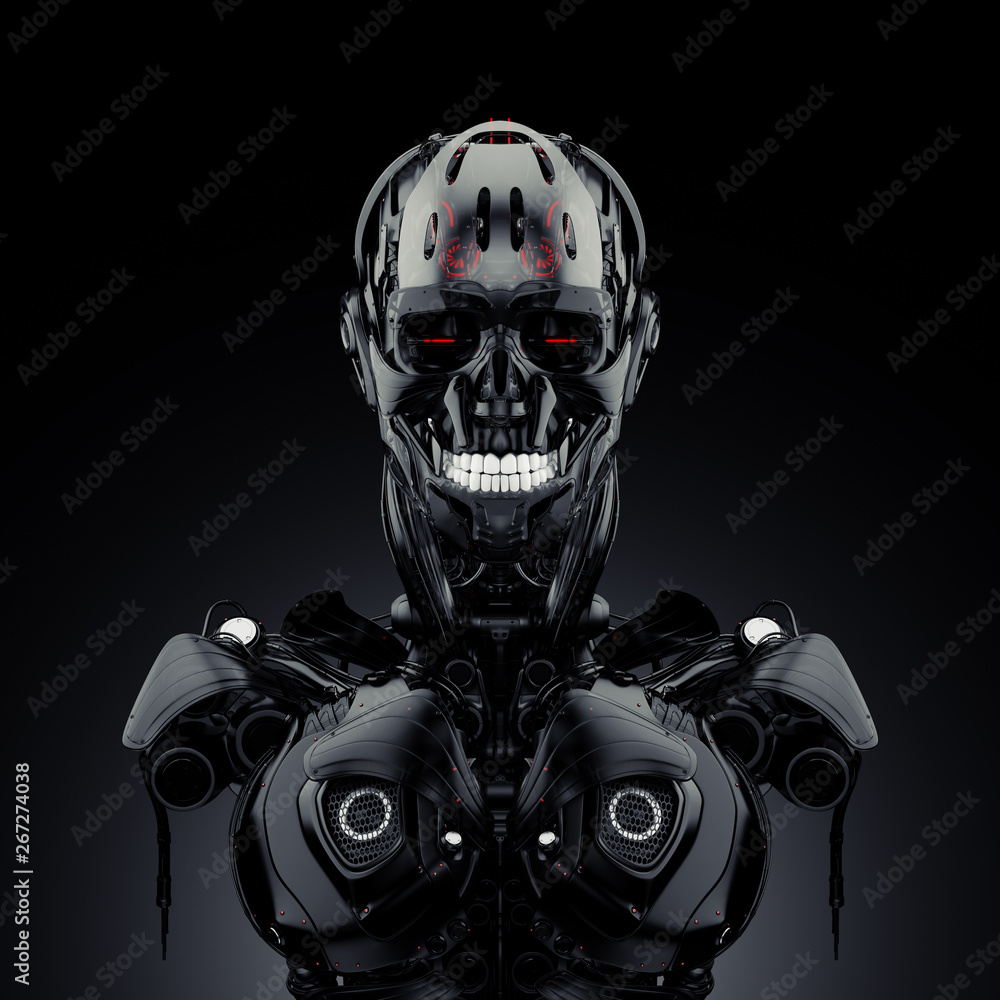 Mechanical robotic bust, 3d rendering Stock Illustration | Adobe Stock