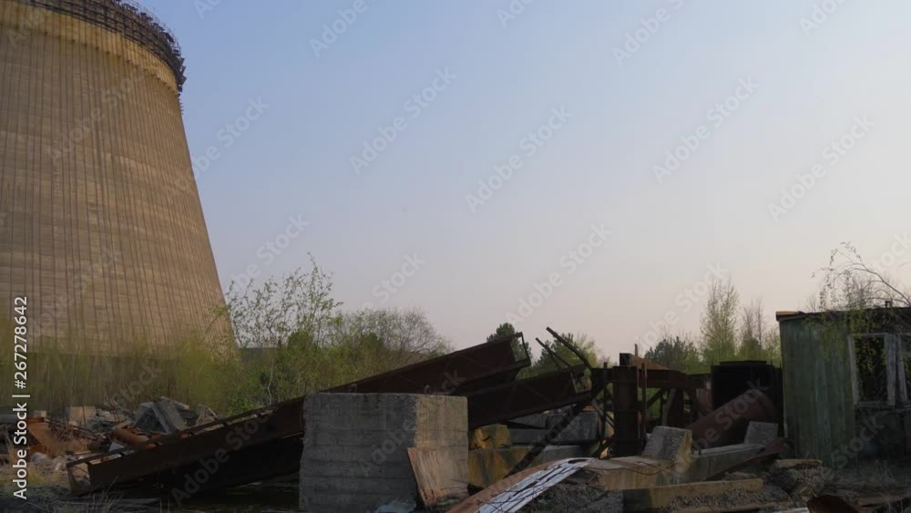Cooling tower in exclusive zone. Chernobyl Cooling tower round ...