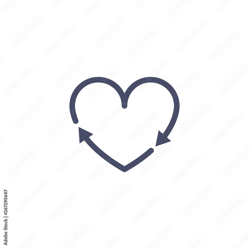 Recycle heart arrow sign. Recycle love icon vector. Heart shape cycle ...