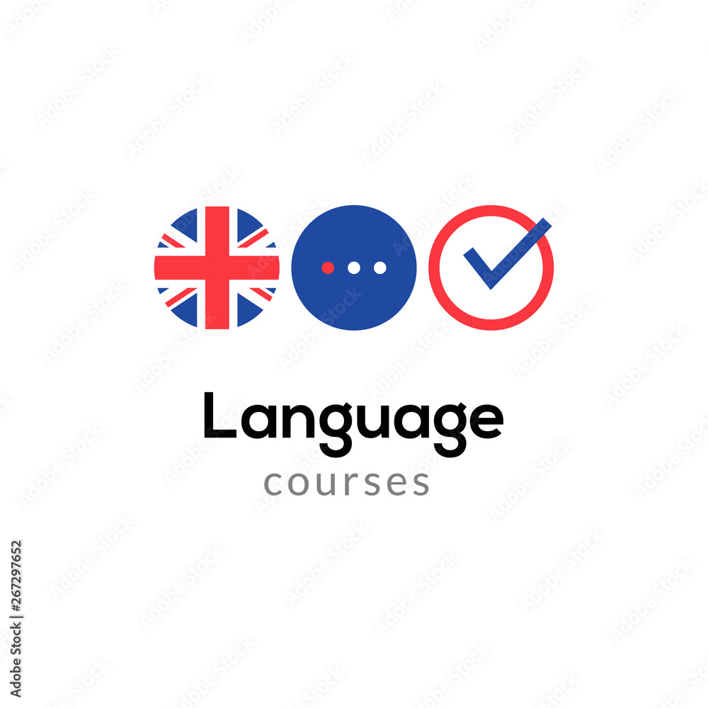 English language school logo course concept. Vector english speak ...