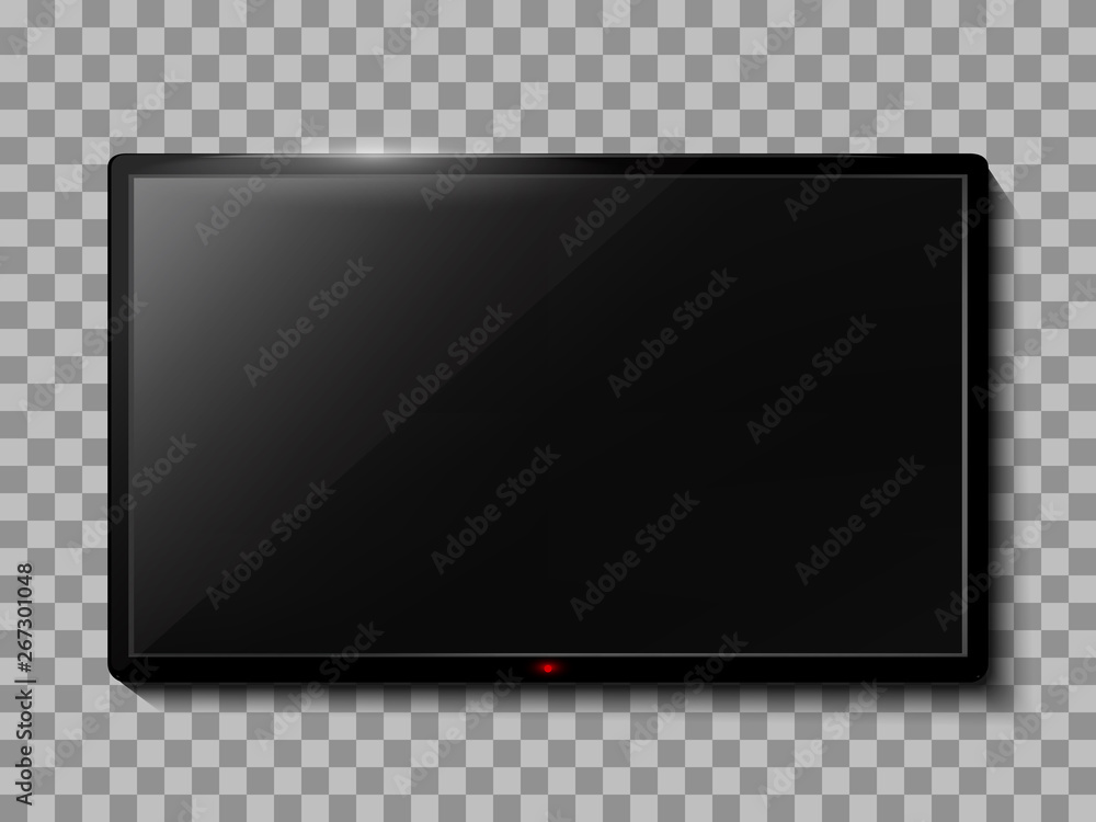 Realistic TV screen. Empty TV frame transparent background. Modern ...