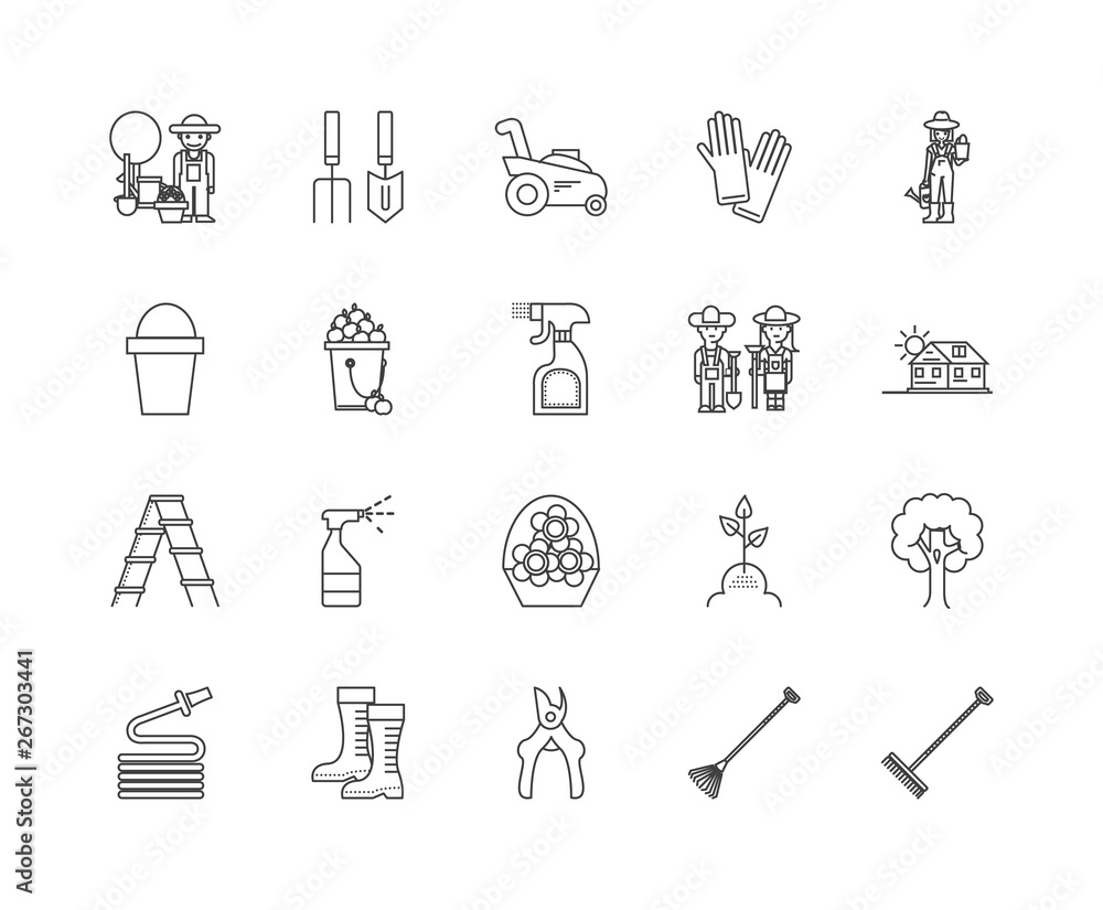Gardner line icons, linear signs, vector set, outline concept ...