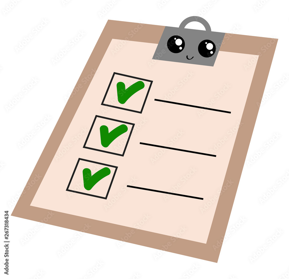 Emoji of the smiling writing pad with the green ticked to-do-list ...