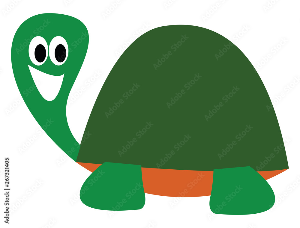 Cartoon picture of a laughing turtle over white background viewed from ...