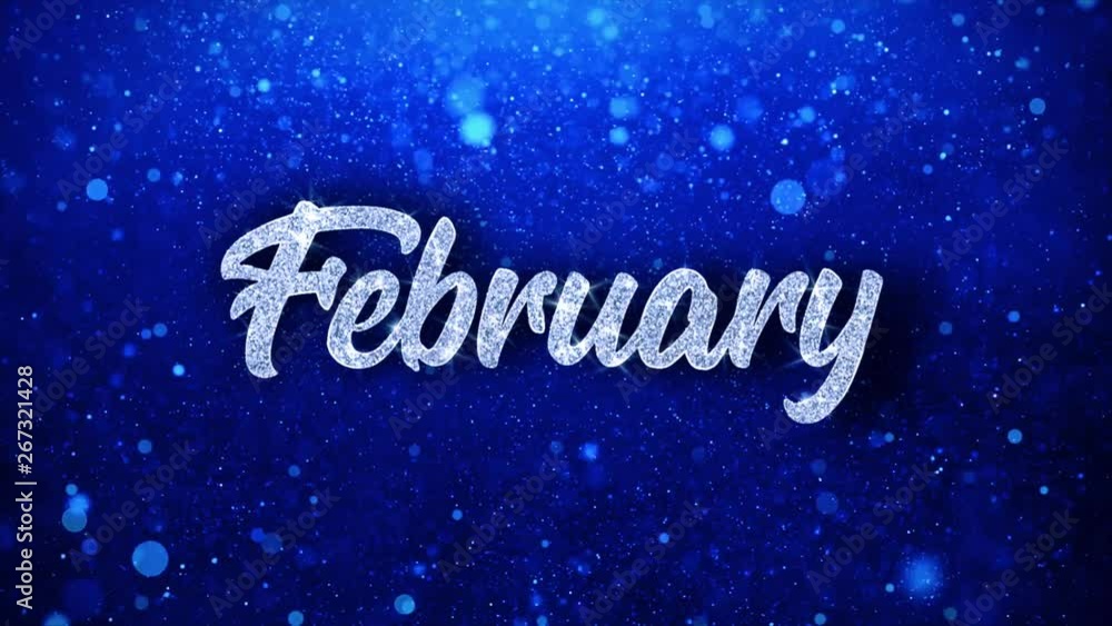 February Blue Text Greetings card Abstract Blinking Sparkle Glitter ...