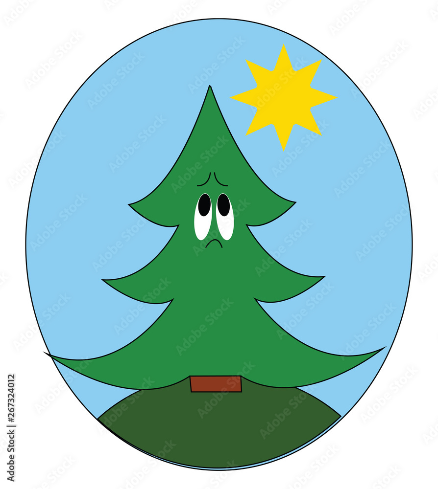 Sad tree, vector or color illustration. Stock Vector | Adobe Stock
