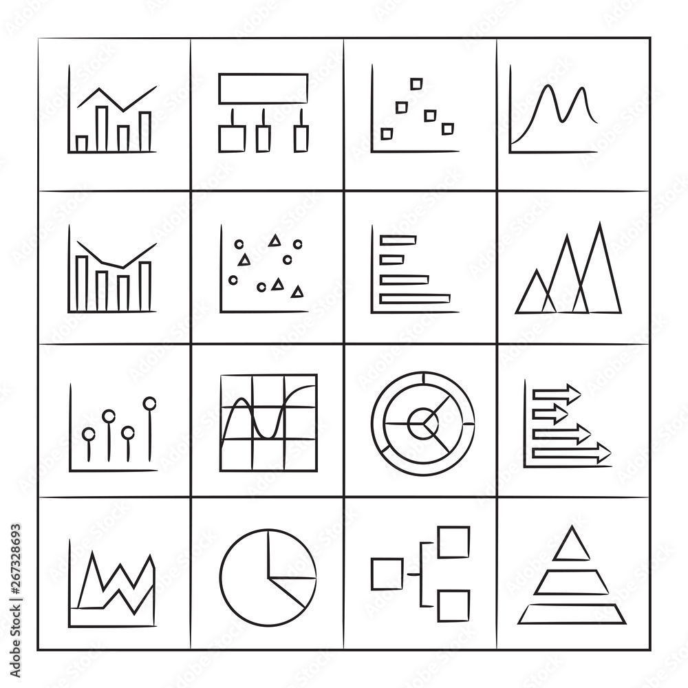 hand drawn data chart and graph icons Stock Vector | Adobe Stock