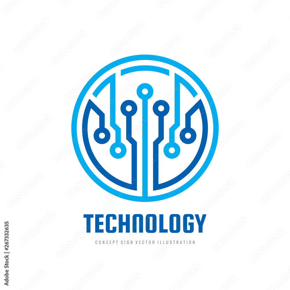 Electronic technology - vector logo design. Digital chip sign. Network ...