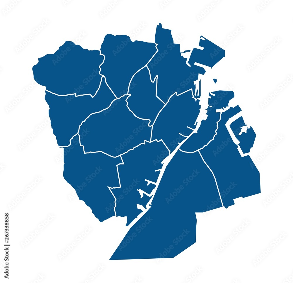 Outline map of Copenhagen Stock Vector | Adobe Stock