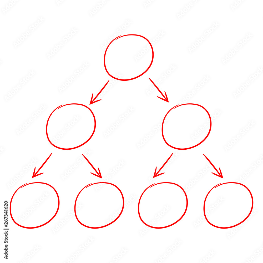 red hand drawn and sketch diagram template for presentation Stock ...