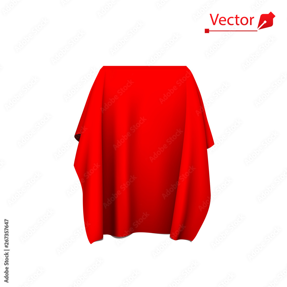 Box covered with red fabric. Surprise, award, prize, presentation ...