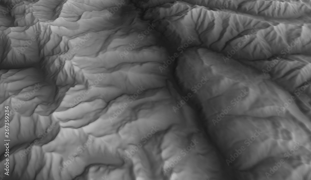 Digital terrain model in perspective 3D view. Swiss alps in digital ...