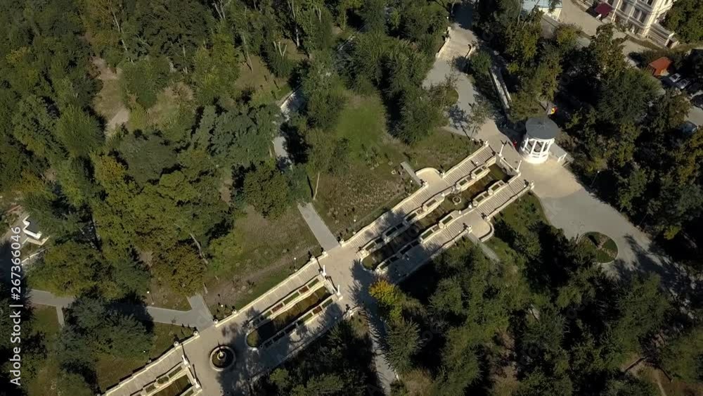 Birds eye view changing to top down view and zooming into Rotonda valea ...