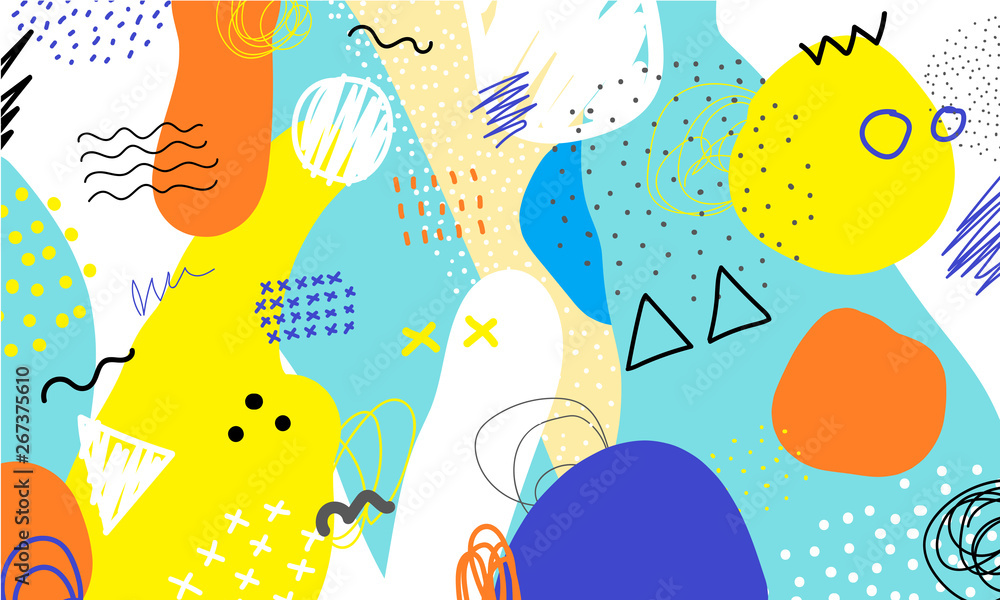 Abstract collage background hand drawn colorful. Beautiful art painting ...