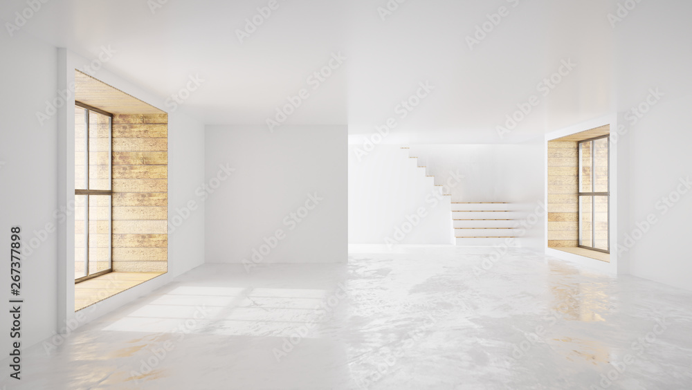 Abstract architecture white room interior loft style, Empty room with ...