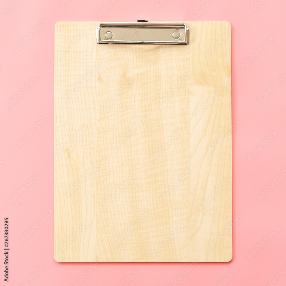 Blank clipboard wooden mock up on pink pastel color background Stock ...