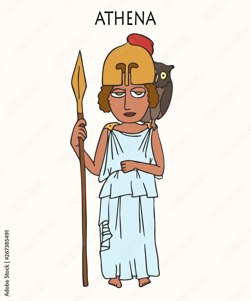 ancient Greek goddess Athena cartoon Stock Vector | Adobe Stock