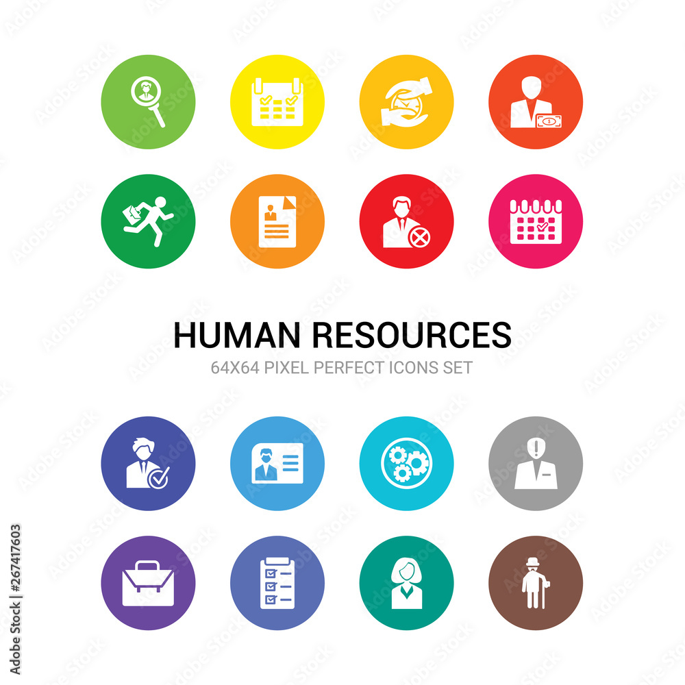 16 human resources vector icons set included pension, person, planning ...