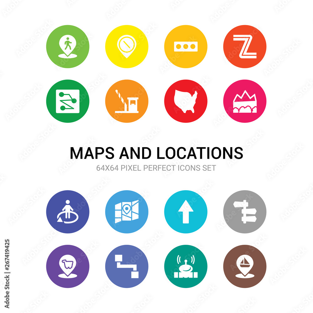 16 maps and locations vector icons set included sailboat, satellite ...