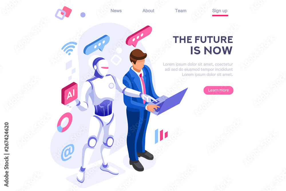 Human interactive tech interaction. Images of robot human working at ... Human interactive tech interaction. Images of robot human working at ...