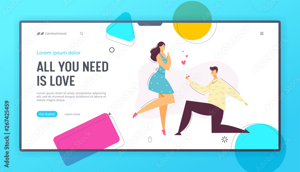 Happy Couple in Love. Man makes Marriage Proposal to Girlfriend Landing ...