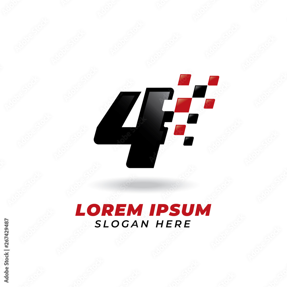 Number four 4 racing icon symbol design. racing number logo design ...